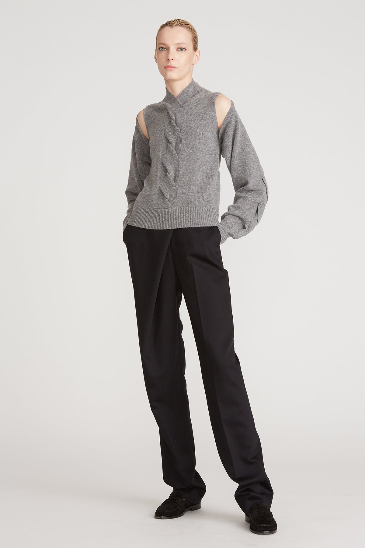 Halston - Auden Wool Cash Cable Shrug - Merlot