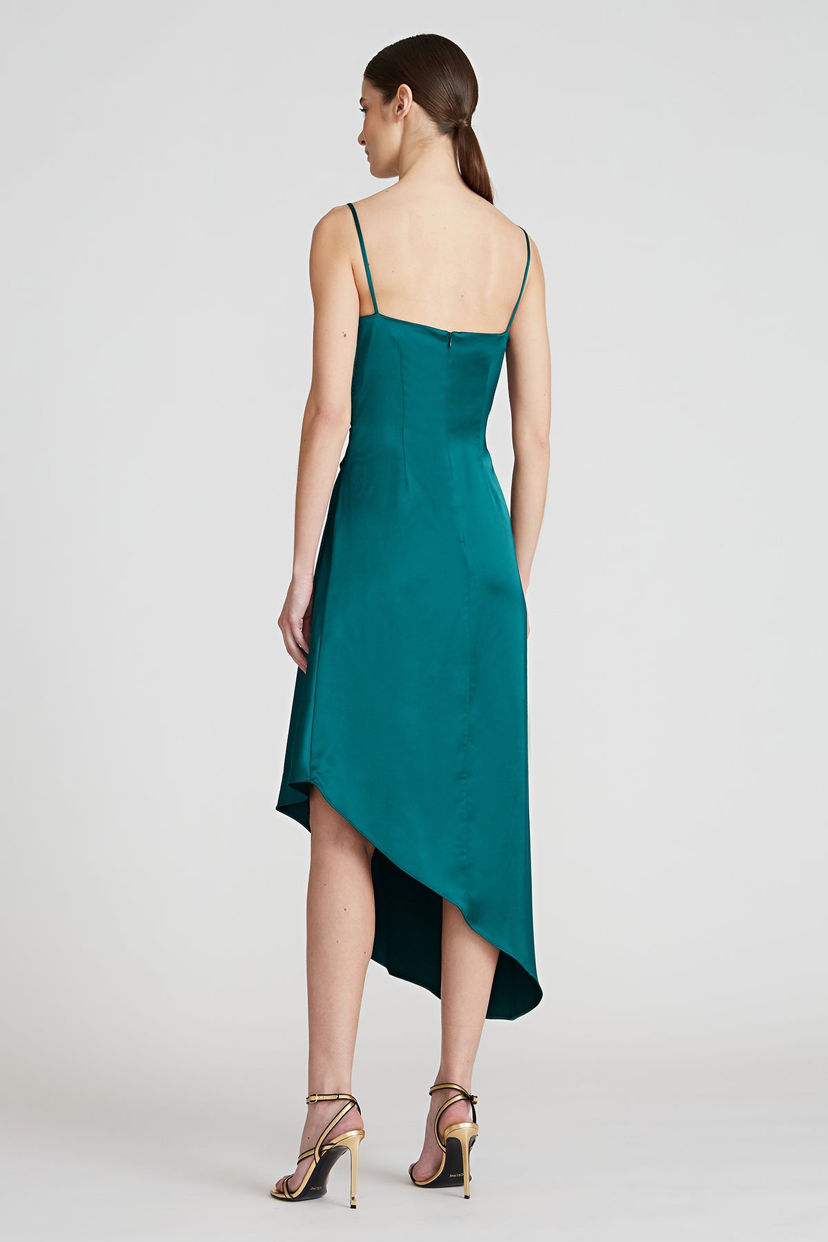 Halston - Nuri Satin Cocktail Dress - Emerald