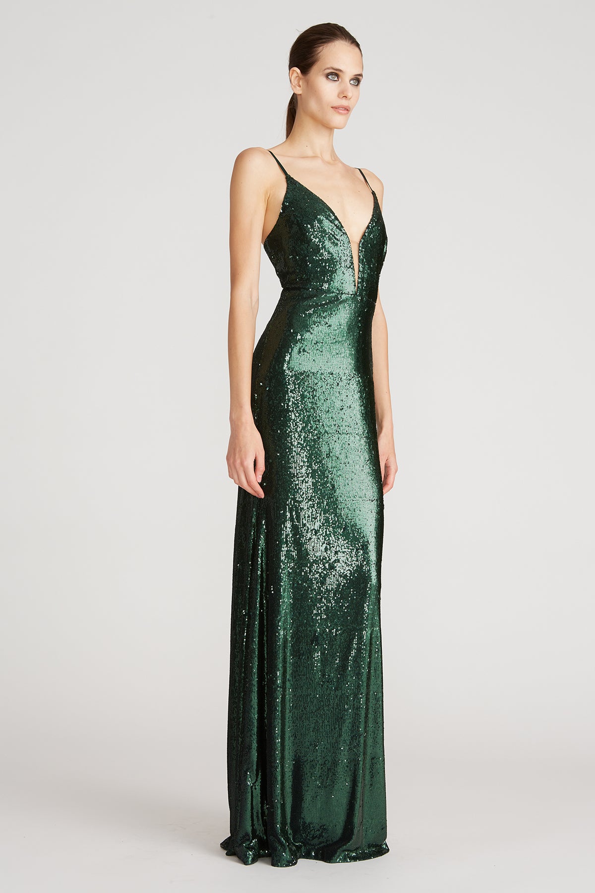 Halston - Cal Sequins Gown in Emerald