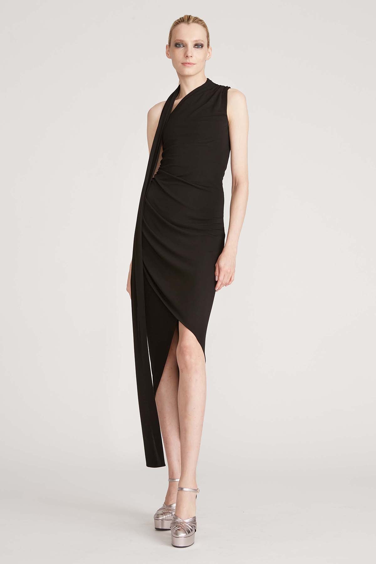 Pia Halter Draped Dress – Halston