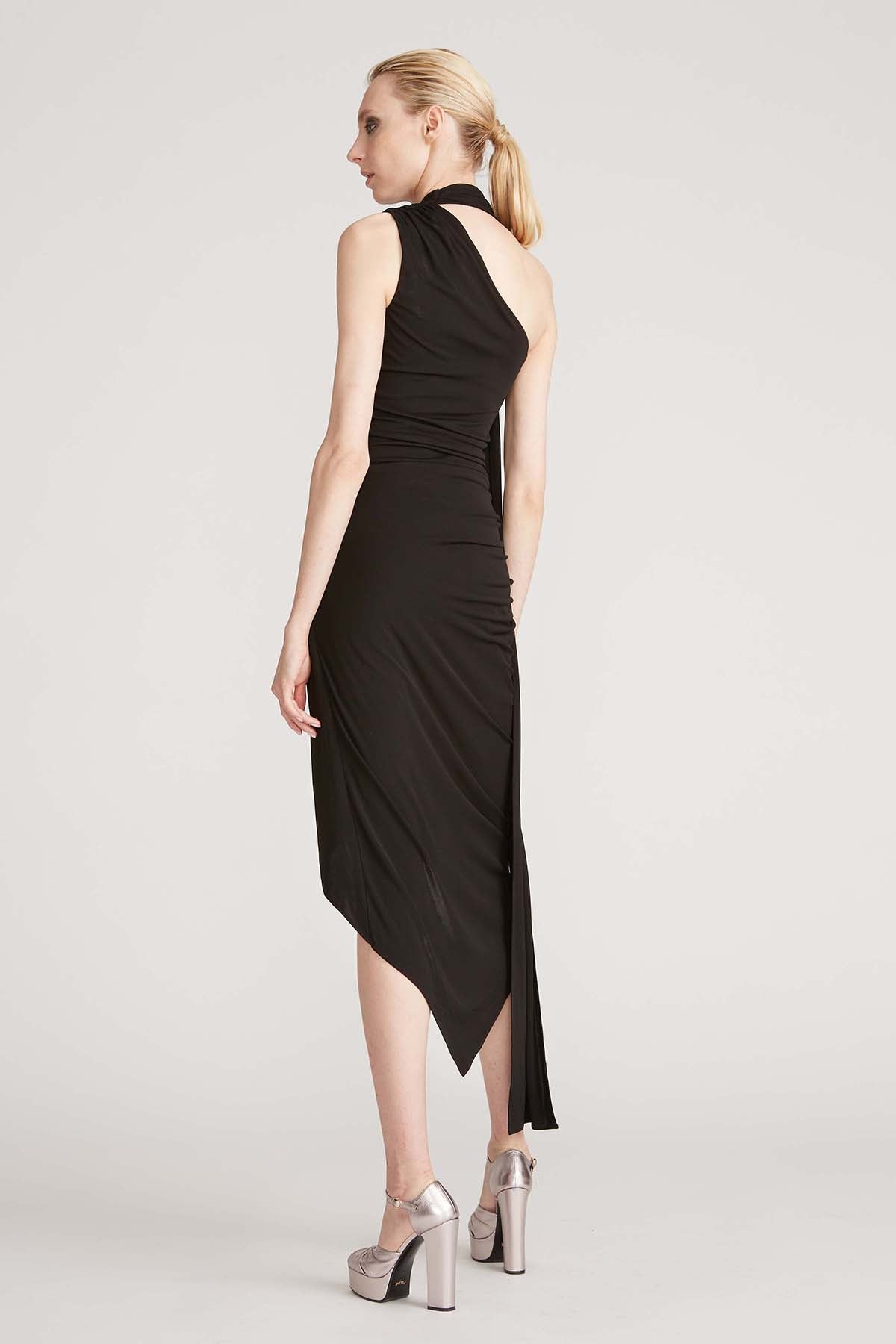 Pia Halter Draped Dress – Halston