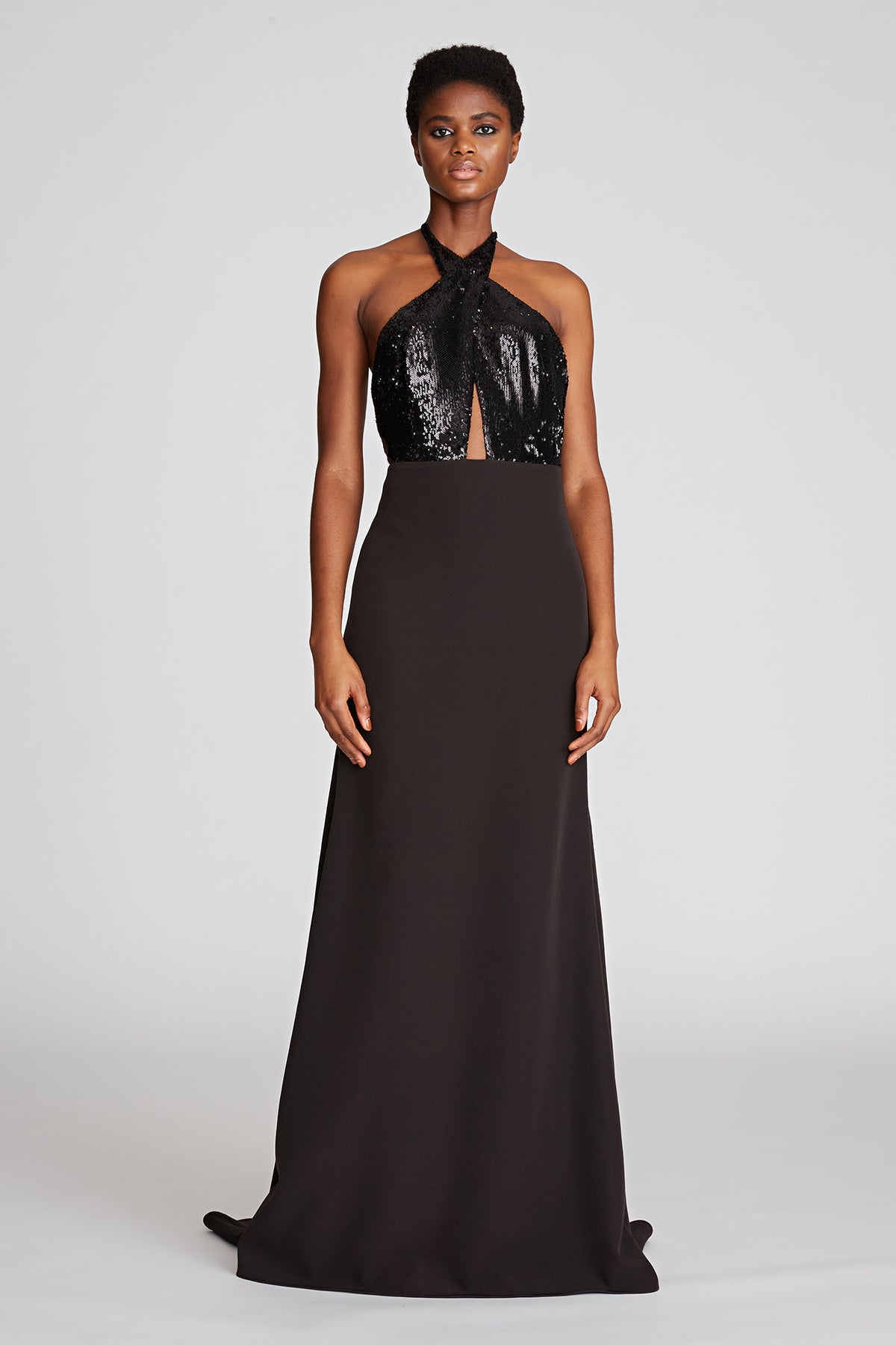 Lacey Gown In Crepe/Sequins – Halston