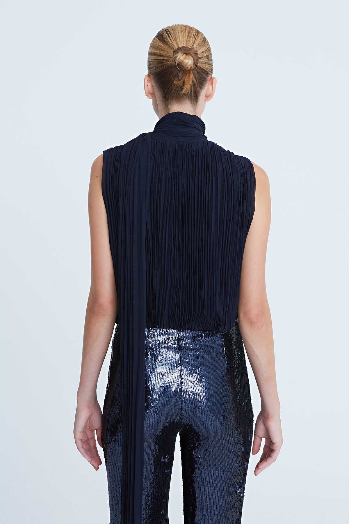 Carly Chiffon Pleated Bodysuit | HALSTON