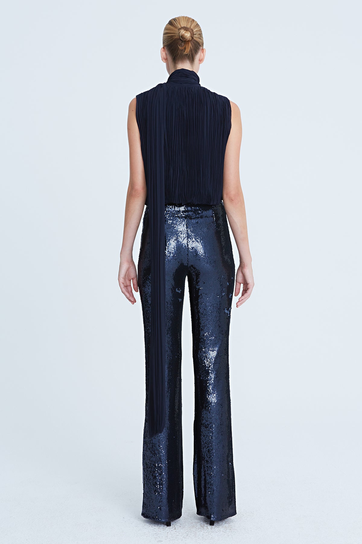 Carly Chiffon Pleated Bodysuit | HALSTON