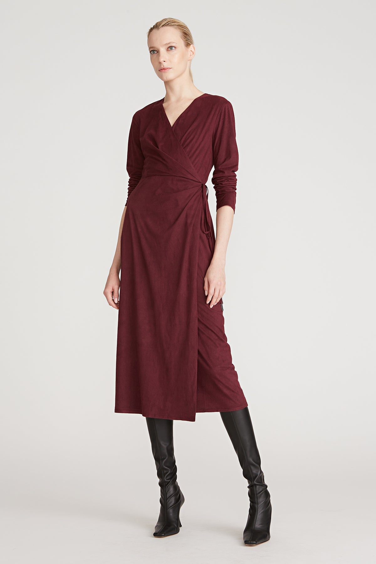 Halston - Nadia Ultrasuede Jersey Dress - Merlot
