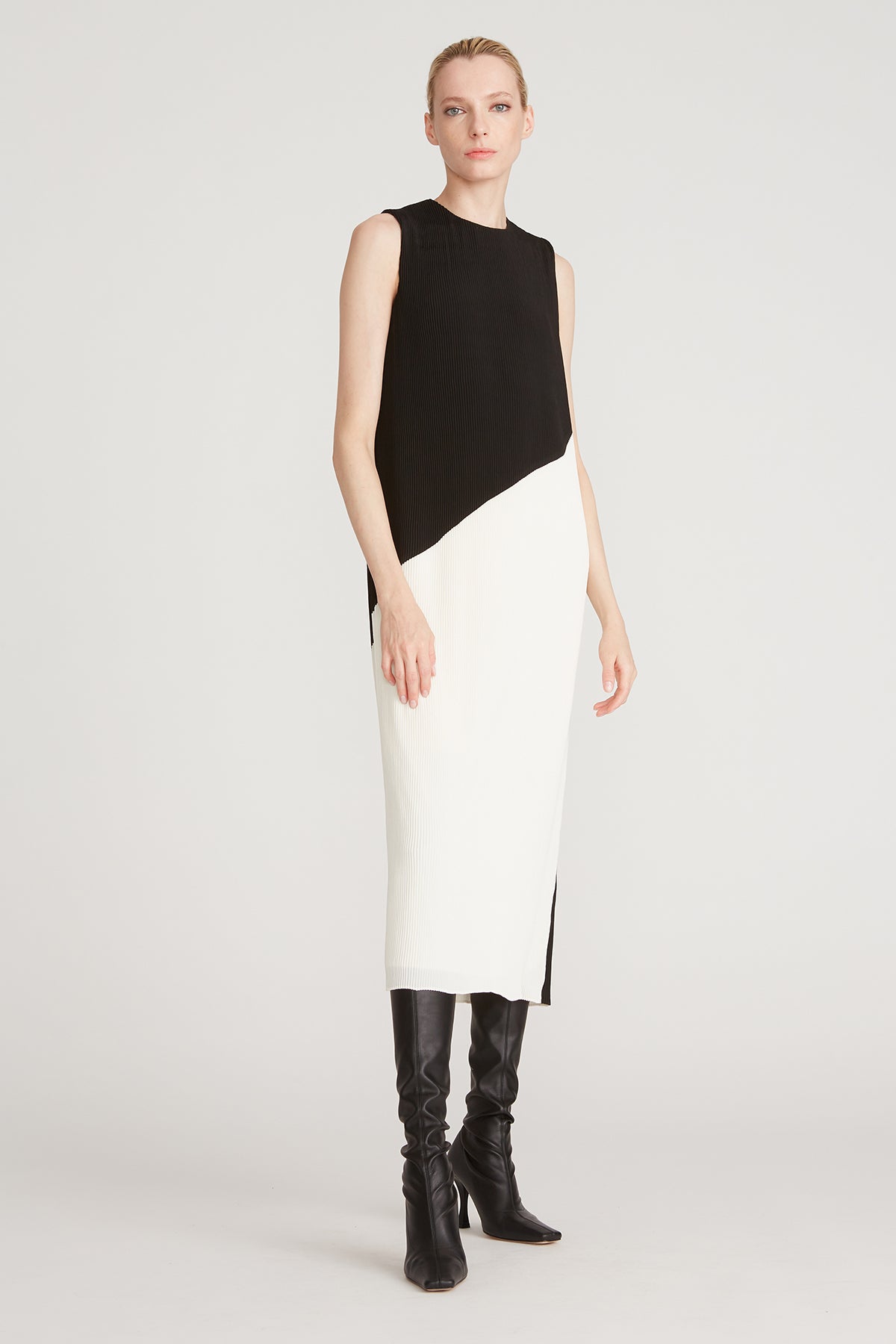 Halston - Halston - Easton Cdc Color Block Dress in Black and Chalk
