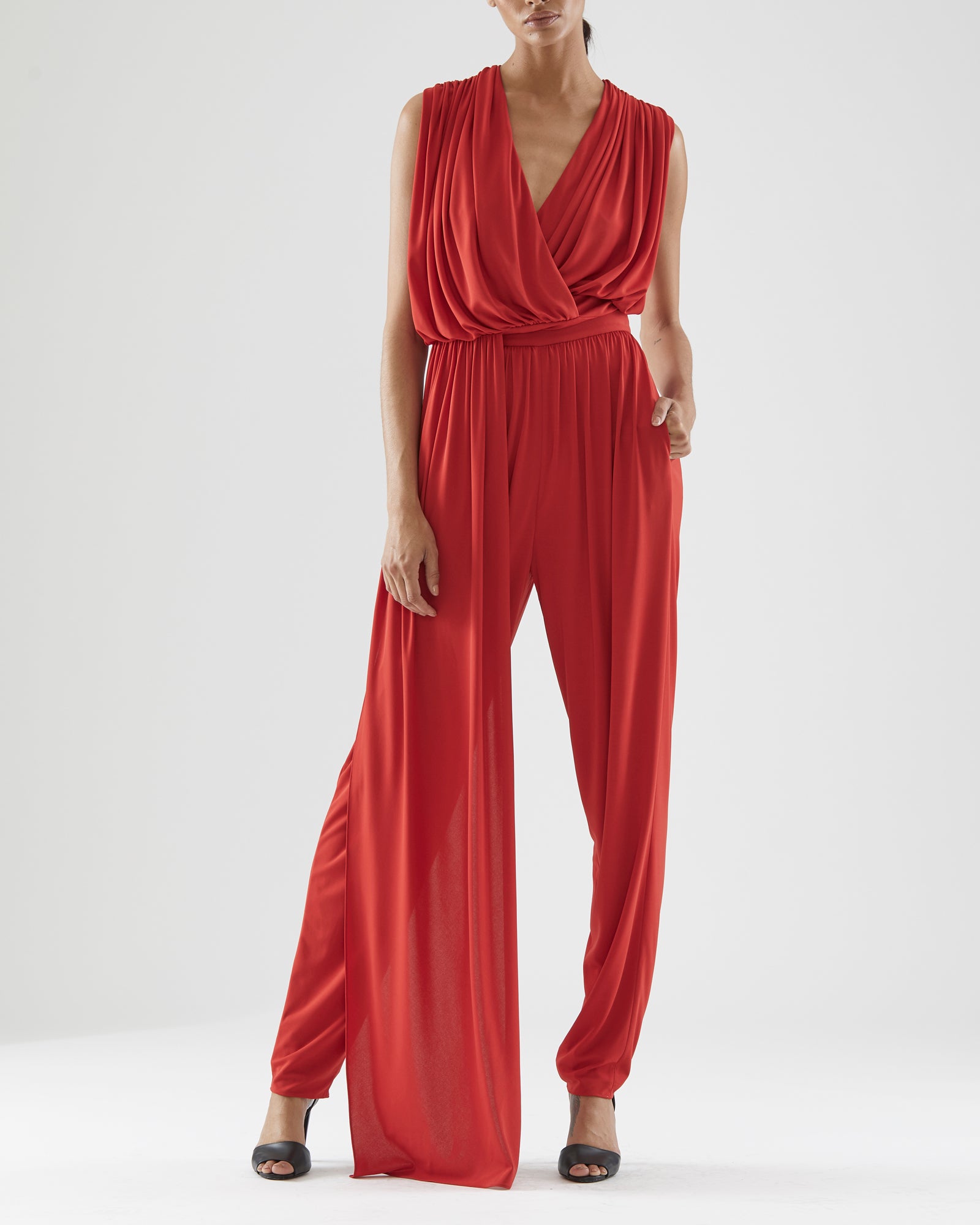Halston - Lyric Jersey Drape Top