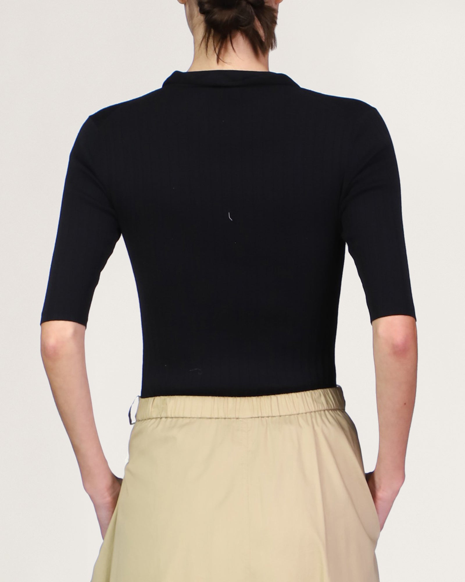 Halston - James Rib Knit Henley - Jet Black