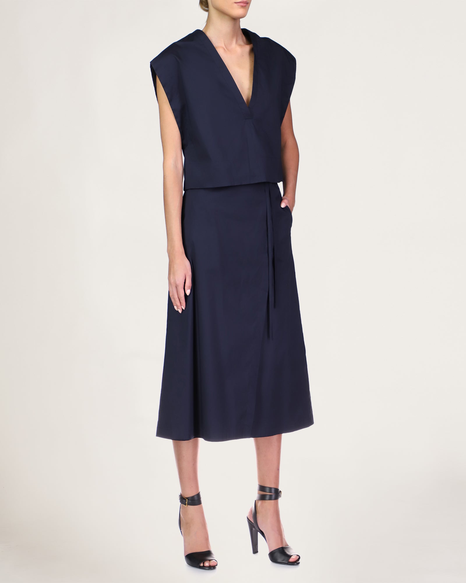 Halston - Heidi Cotton Wrap Skirt