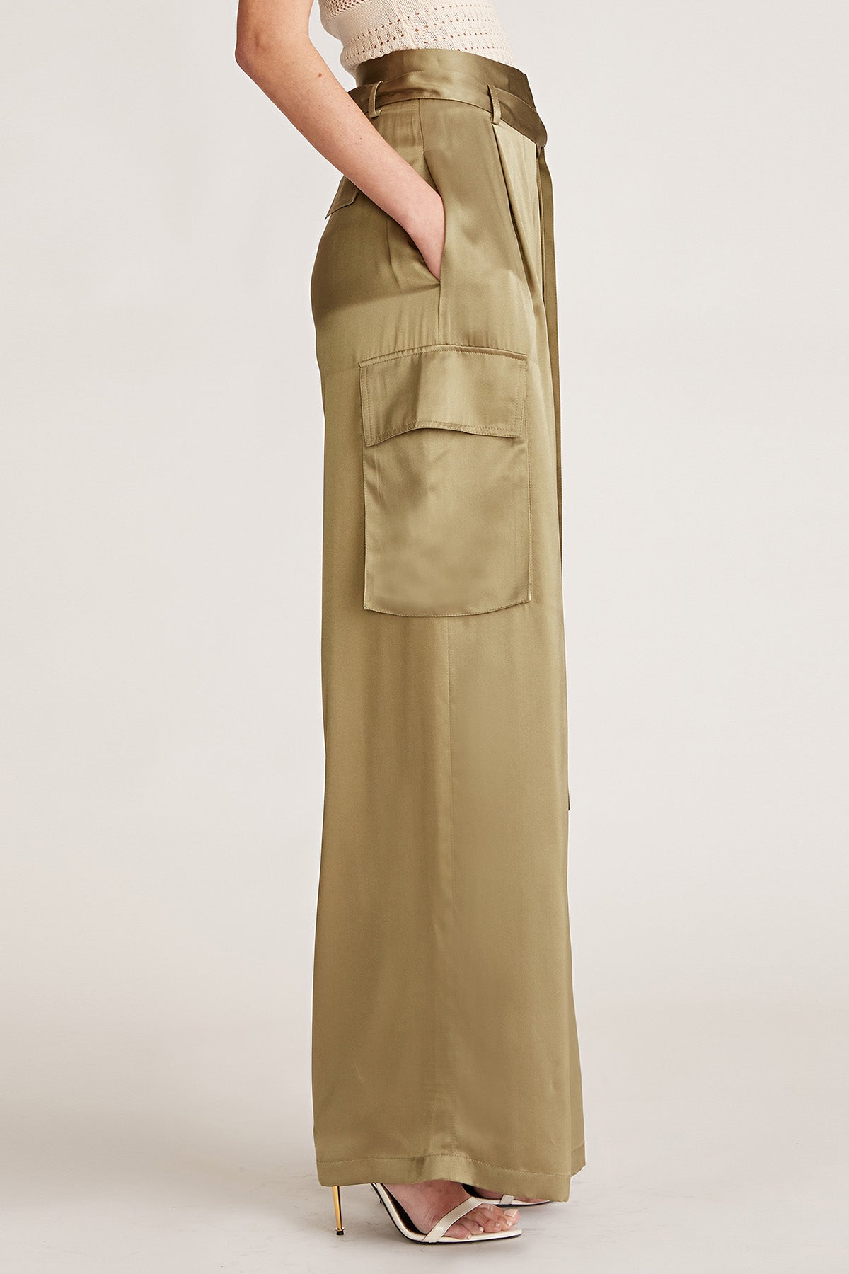 Halston - Noa Charmeuse Cargo Pant - Celadon