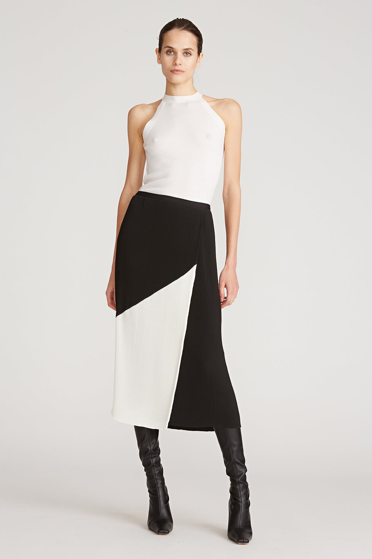 Halston - Halston - Easton Cdc Color Block Dress in Black and Chalk