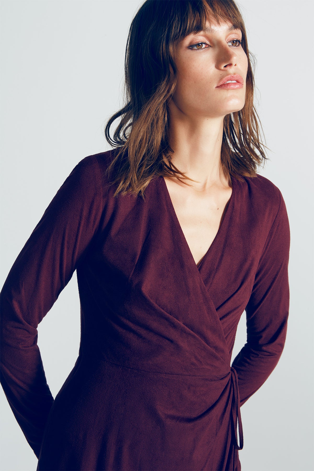 Halston - Nadia Ultrasuede Jersey Dress - Merlot
